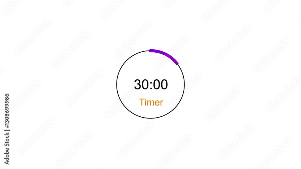 35 seconds digital clock countdown timer animation inside a blue and ...