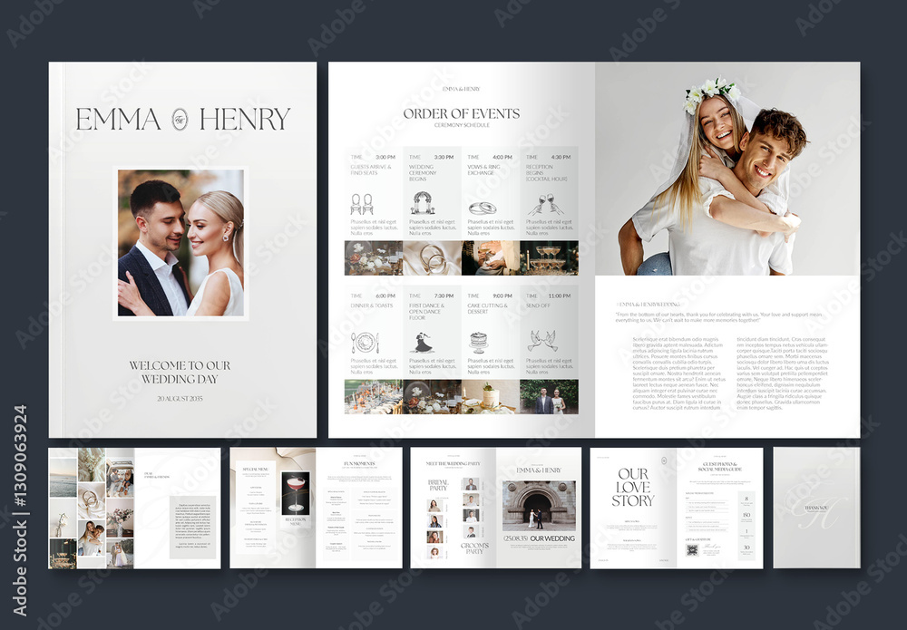 Elegant Wedding Program Layout Stock Template | Adobe Stock