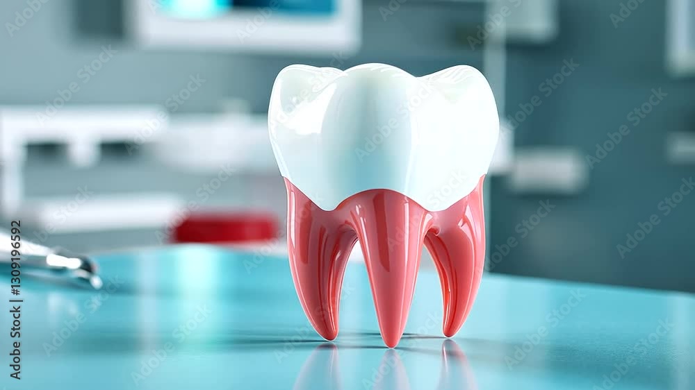 Detailed D diagram of a healthy tooth inside the gums, showing enamel ...