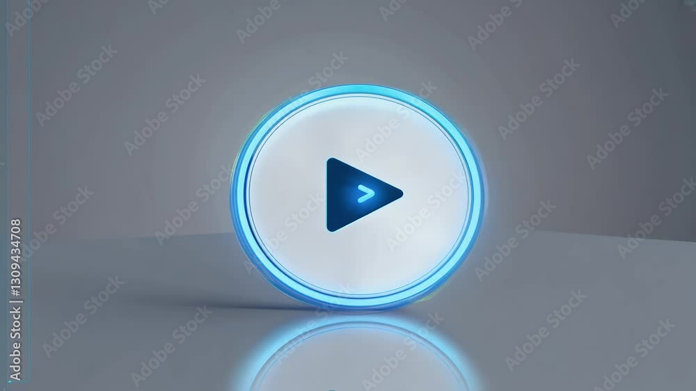 smoothly animated outline play button icon rotates dynamically ...