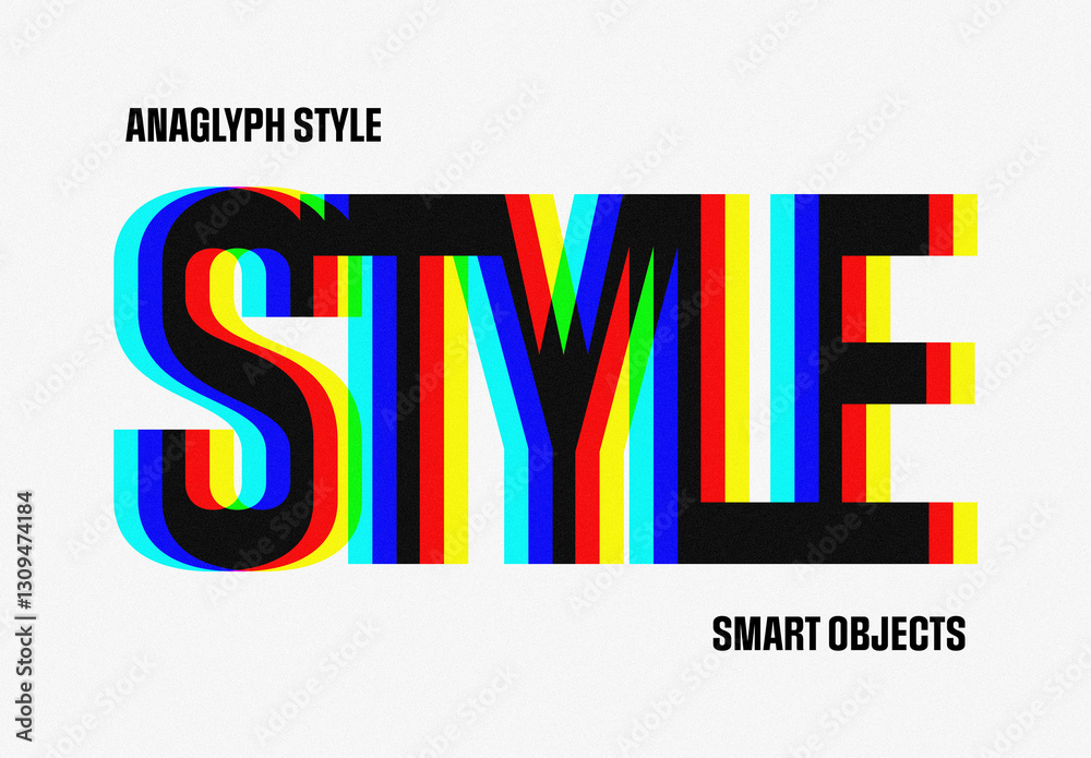 Anaglyph Text Effect Mockup Stock Template | Adobe Stock