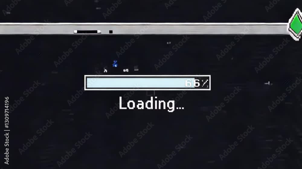 retro pixel loading screen, 8-bit progress bar at 66%, nostalgic old ...