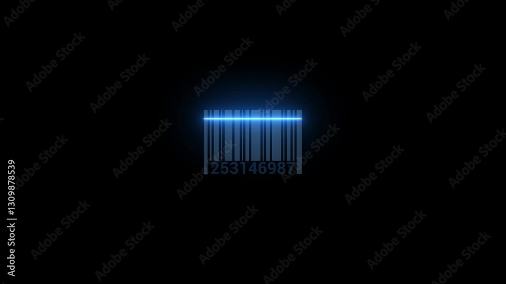 close-up of a barcode scanner scanning a barcode on a product or parcel ...