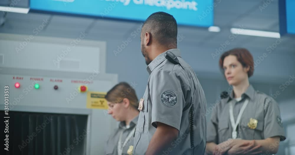 Airport Security Checkpoint: African American Security Officer ...