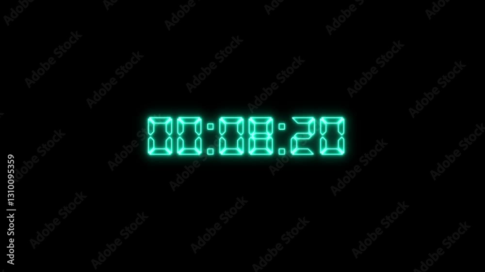 Countdown text animation clock Flickering Neon font Number uppercase ...