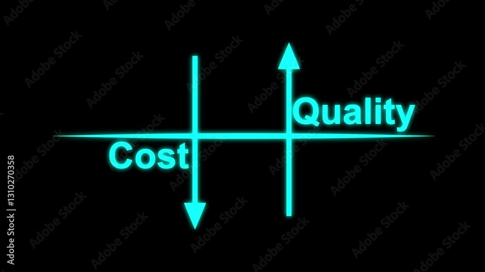 Quality and cost control concept animation by digital data business ...