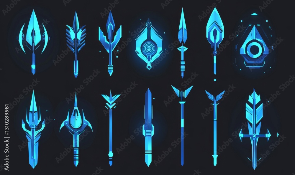 Poster Hologram sci-fi arrows, light triangle pointers, and other hud ...