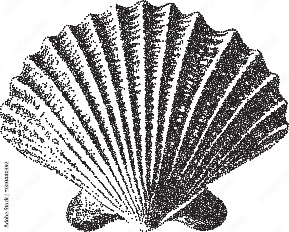 Poster Seashell vintage y2k stipple art, ocean halftone stipple ...