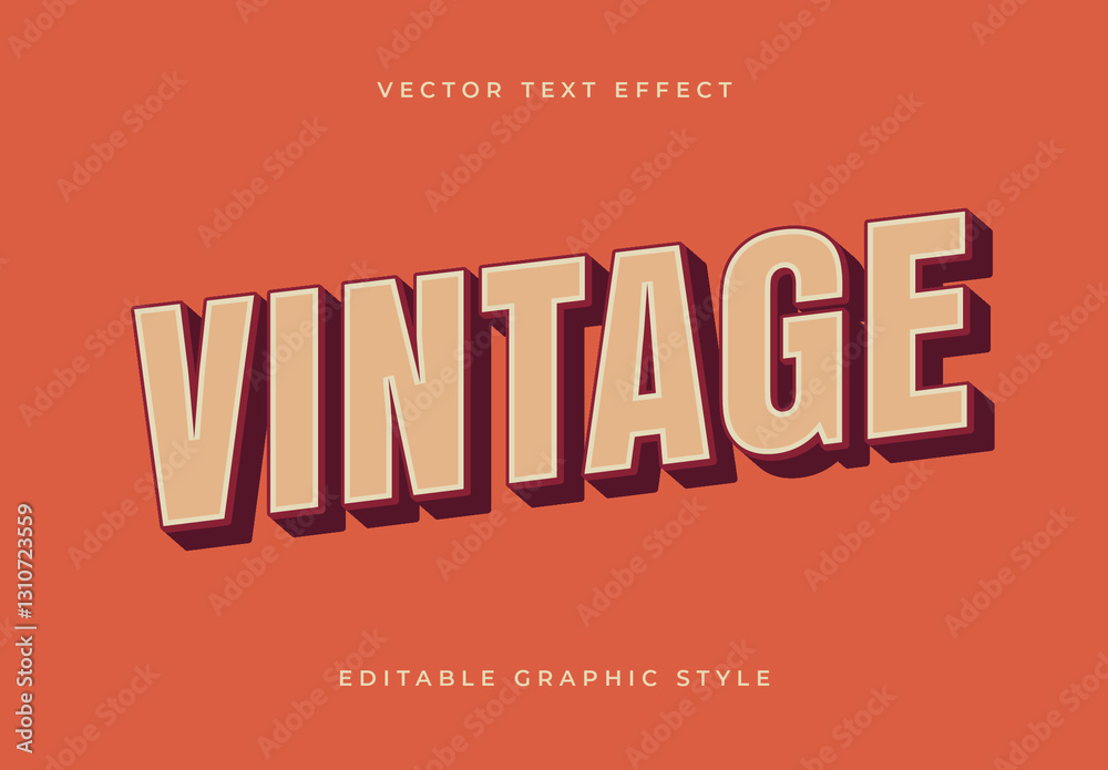 Beige and Red Vintage Bold Retro Text Effect Stock Template | Adobe Stock