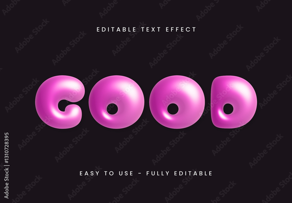 Pink Glossy Bubble Font Balloon 3D Chubby Text Effect Stock Template ...