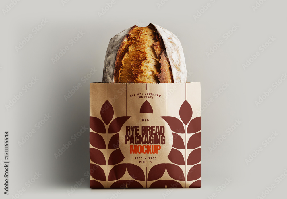 Rye Bread Bag Packaging Mockup Stock Template | Adobe Stock
