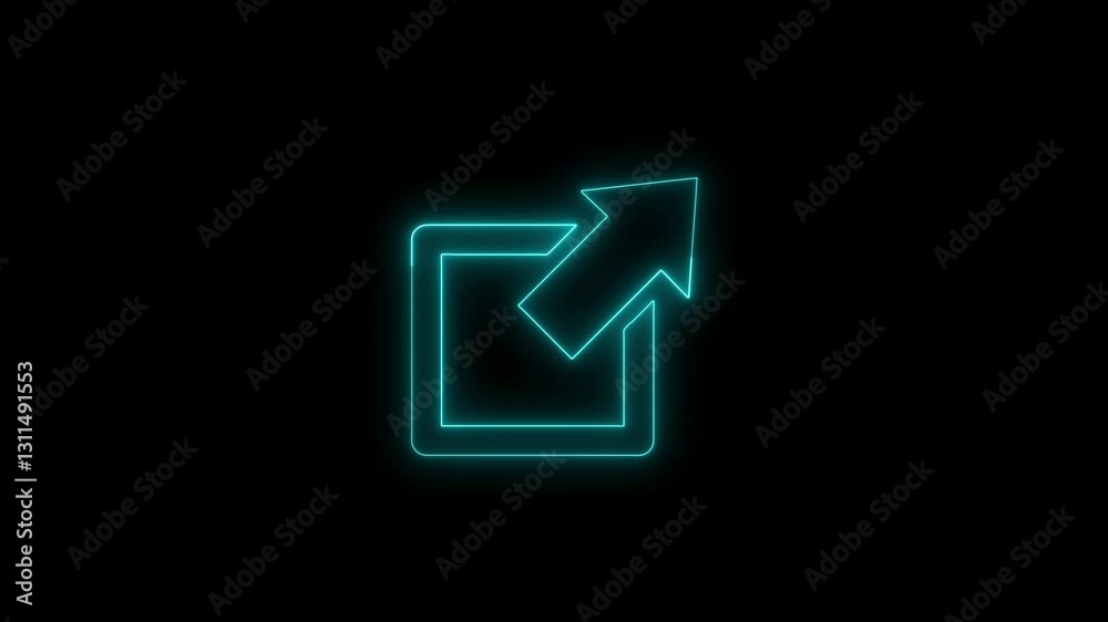 Neon External Link Icon Animation, Glowing Arrow Out Symbol, Website ...