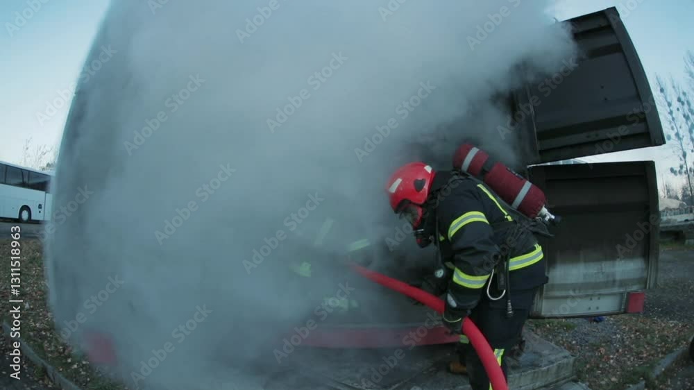 Rare footage of a firefighter entering a dark, smoke-filled room. Brave ...