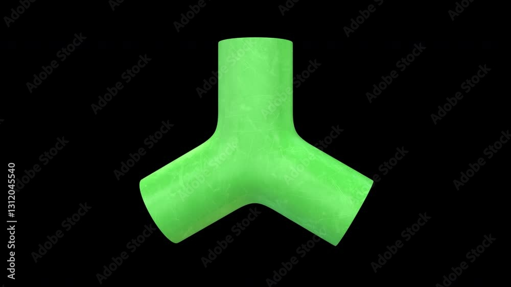 Y Shape Pipe Rotating on a Transparent Background. Seamless Loop. Joint ...