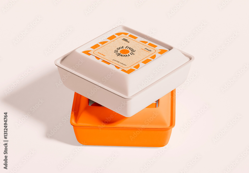 Stacked Food Packaging Container Mockup Stock Template | Adobe Stock