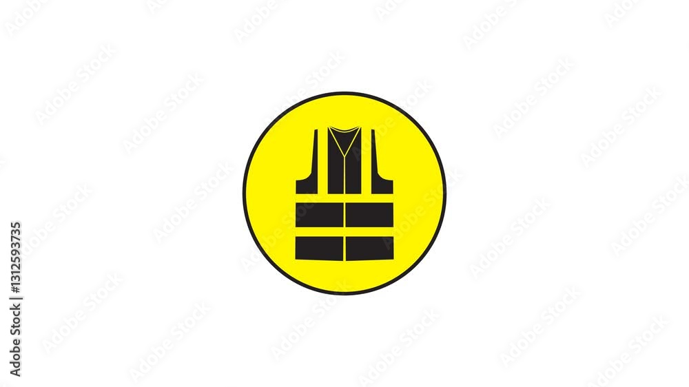 Construction safety first animation featuring PPE icons for workplace ...