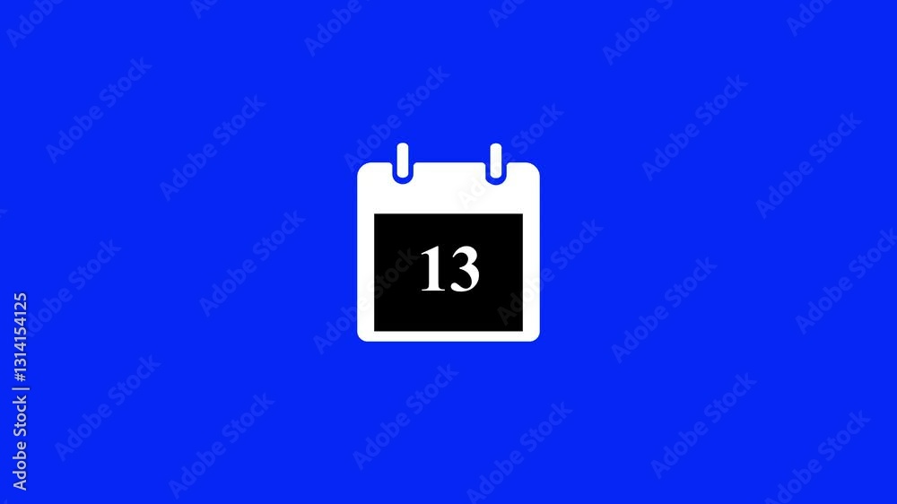 Calendar icon - day 13 animation Luma matte with transparent background ...