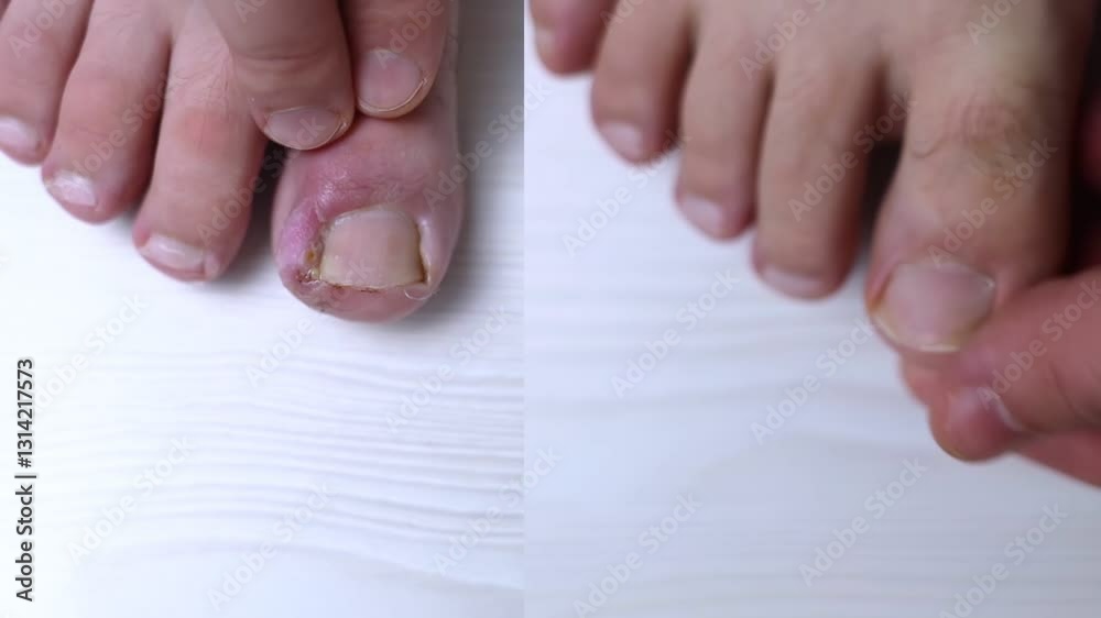 Before and after. Finger infection. Paronychia, onychomycosis, nail ...