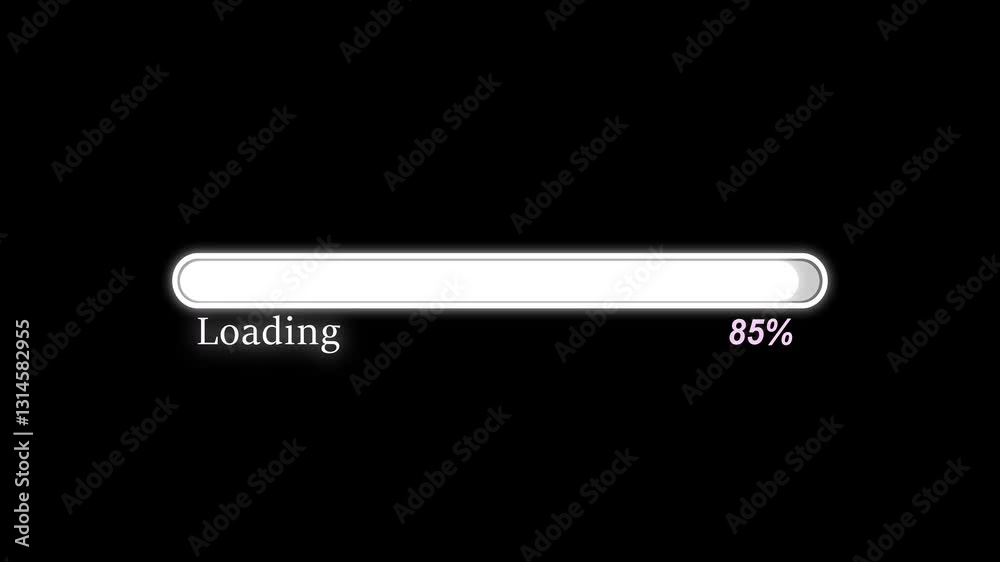 Loading progress bar animation on black background .Loading progress ...