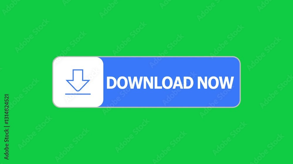 Green screen animation of Download Now push button with pointer, simple ...