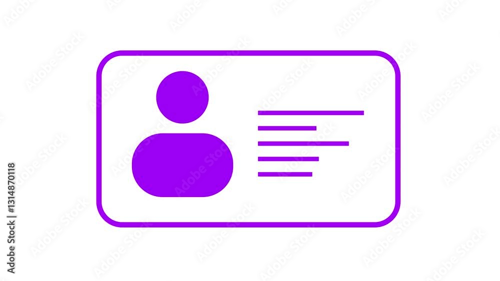 ID Card icon animation. Identification card outline icon. personal data ...