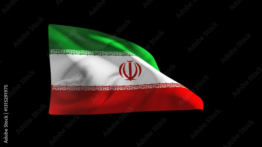 Iran flag seamless loop animation on transparent background. 4K Alpha ...