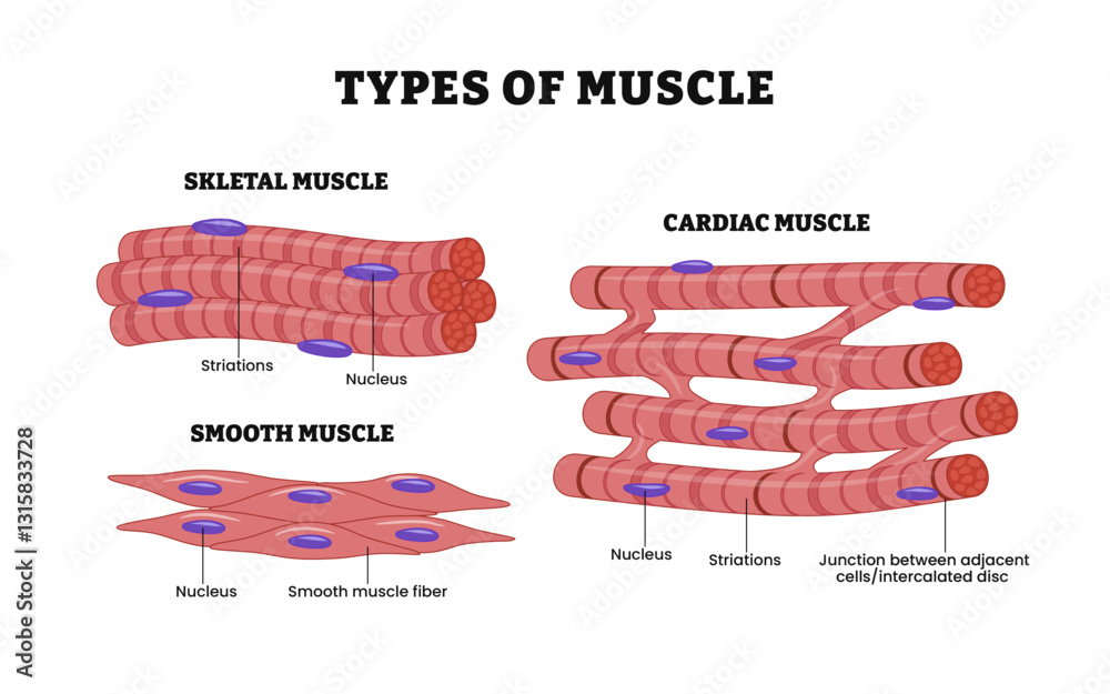 Poster Different types of muscle types, diagram poster, medical ...