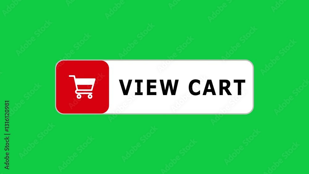 Green screen animation View cart button with pointer, simple animation of cursor icon clicking ...