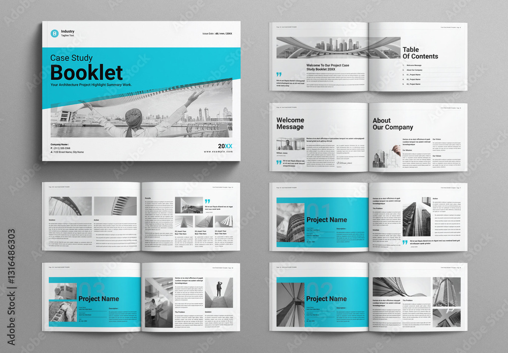 Case Study Booklet Template Design Brochure Layout Landscape Stock ...