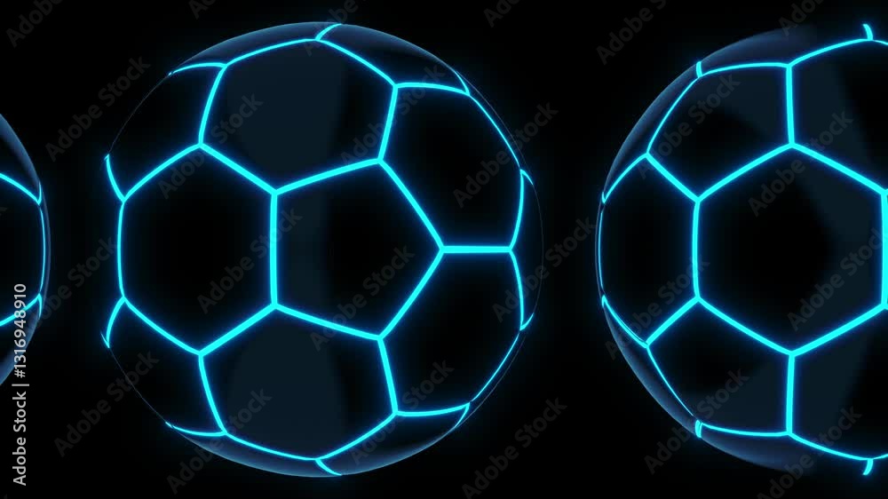 Black neon Football Soccer Ball Rotating Spin Animation On Chroma Key ...