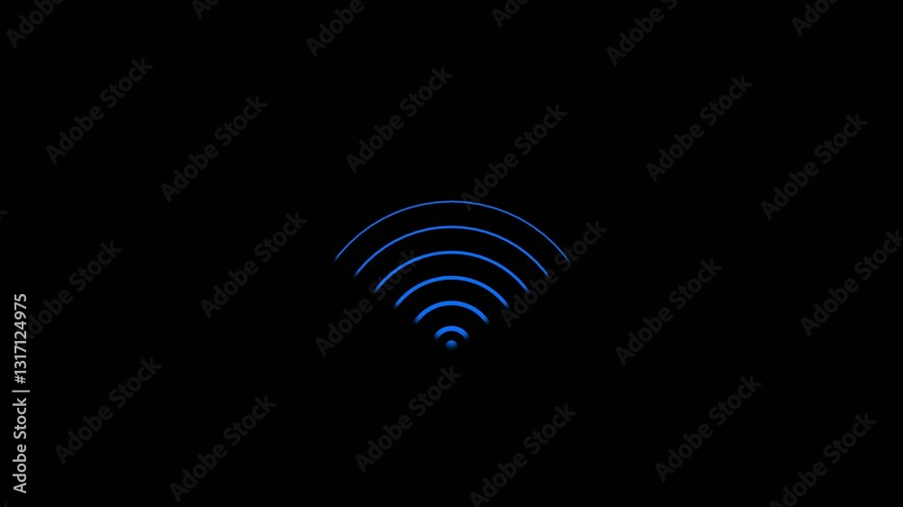 Radio wave background. Wi-Fi signal black background animation on the display. Simple Wi-Fi ...