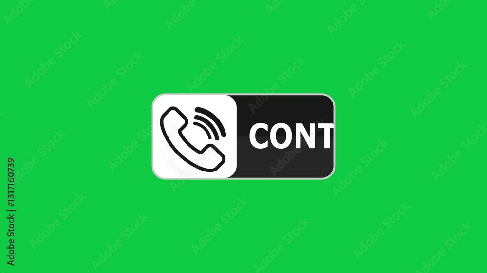 Green screen animation of Contact us push button with pointer, simple ...