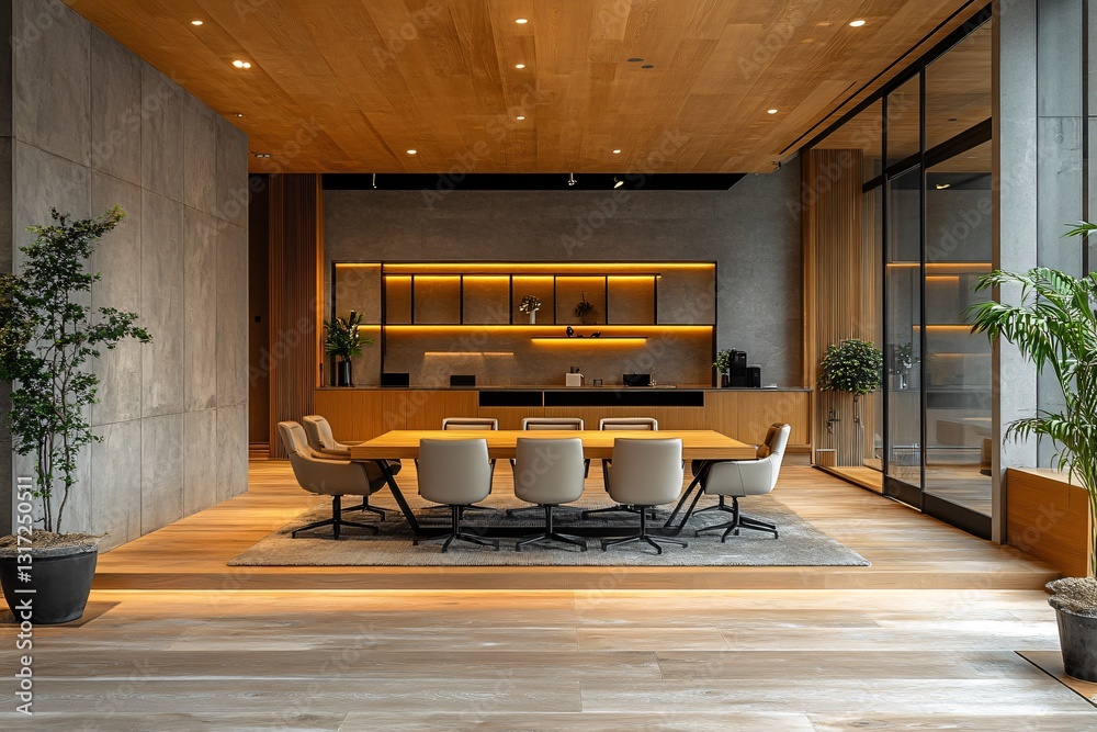 Photo & Art Print Modern Office Interior with Stylish Conference Table ...