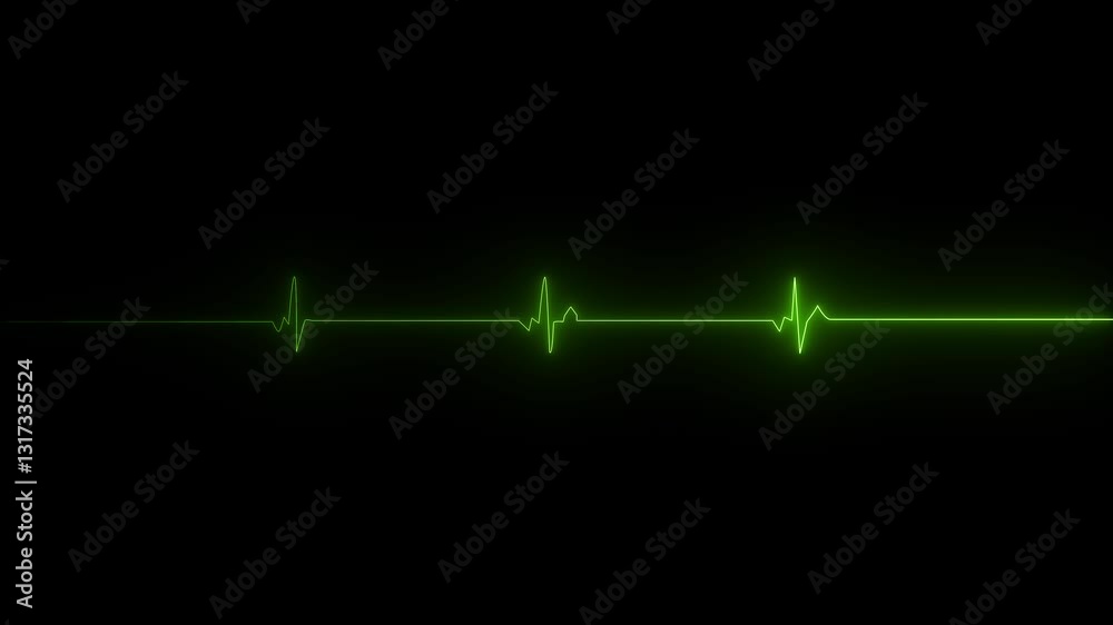 Glowing neon heartbeat signal icon animation background .Life line ...