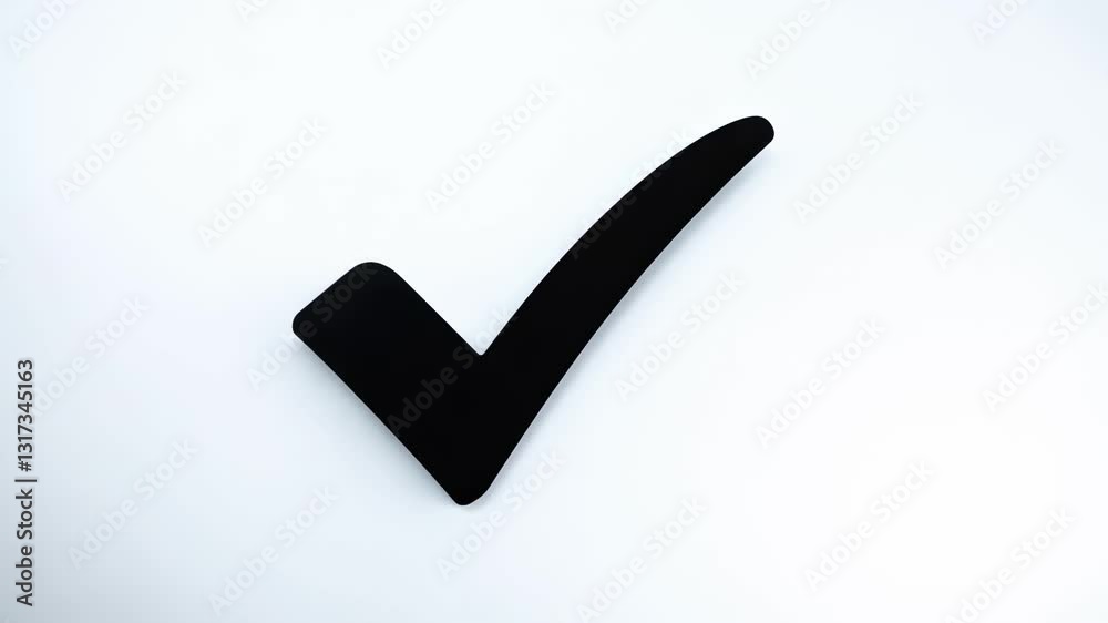 Black check mark on blank white background. concept of completion ...