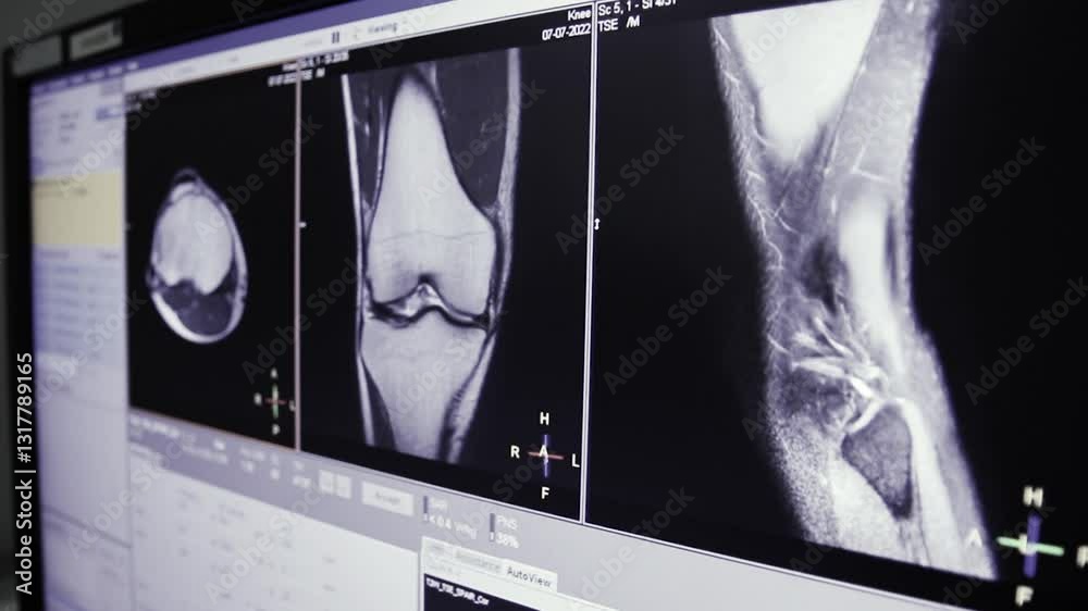 Knee MRI Scan on Monitor - Medical Imaging, Orthopedics, Radiology ...
