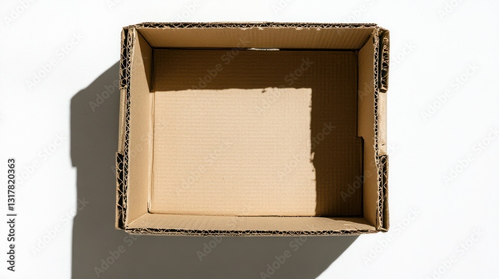 Photo & Art Print Empty cardboard box, overhead view, white background ...
