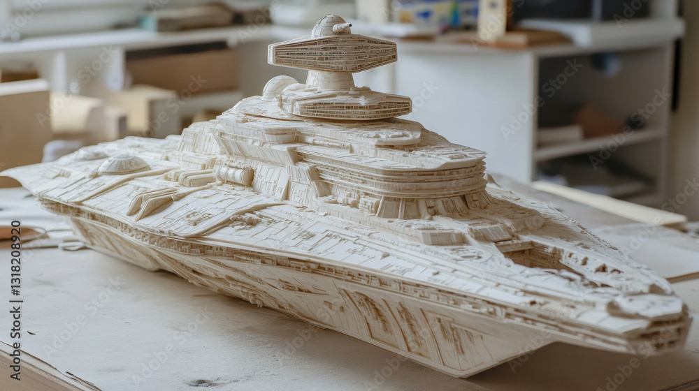 Poster Detailed model of a Star Wars Star Destroyer, likely crafted ...