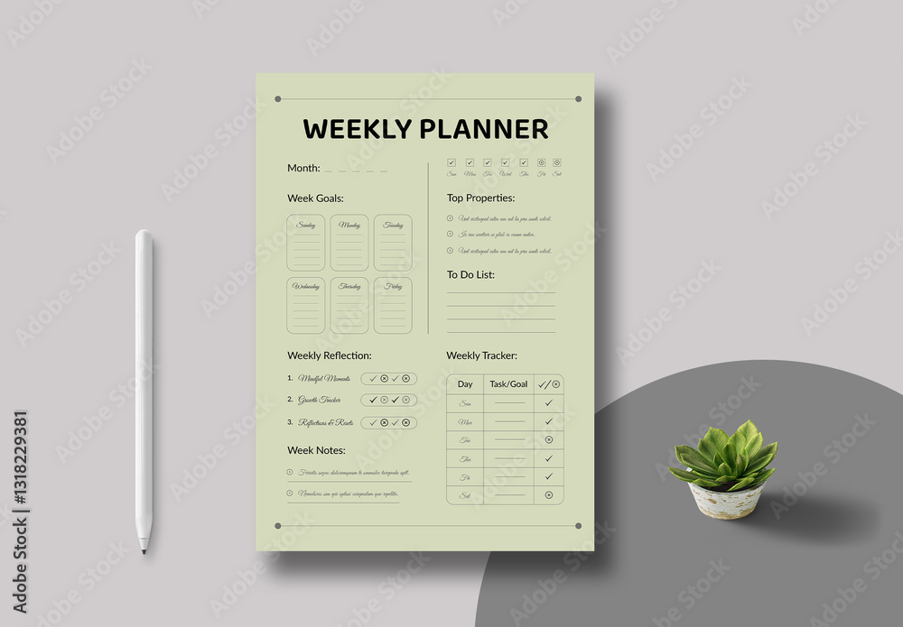 Weekly Planner Template Layout Stock Template | Adobe Stock