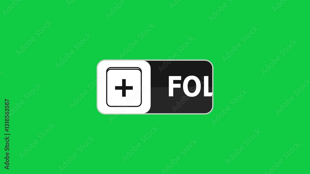 Green screen animation of Follow button with pointer, simple animation ...
