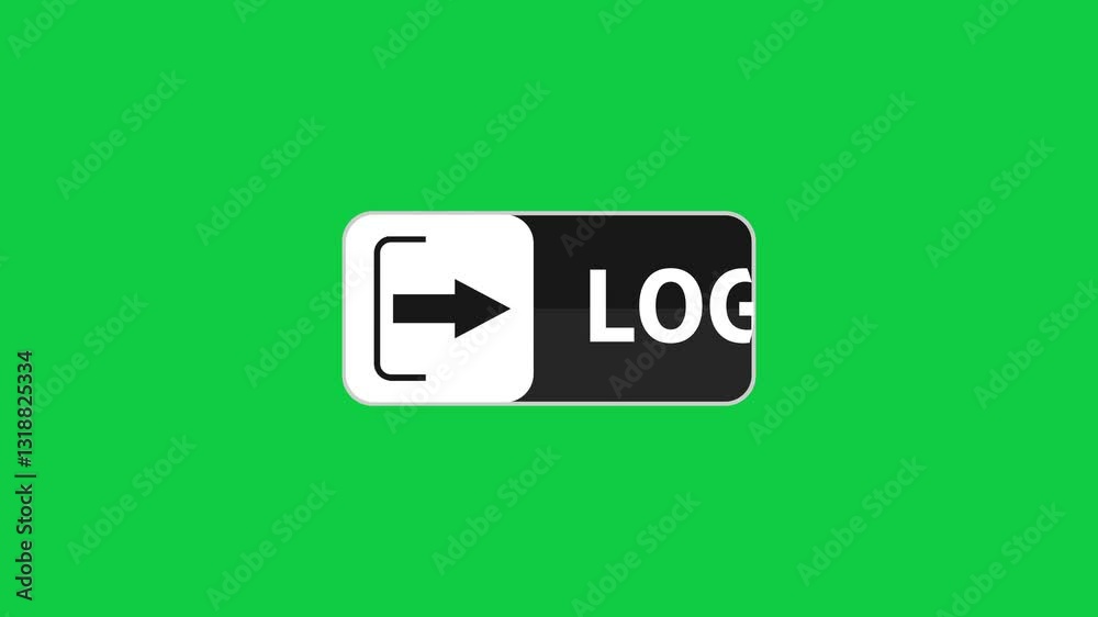 Green screen animation of Log out button with pointer, simple animation ...