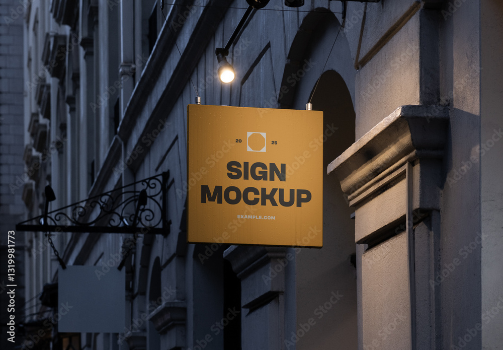 Square Hanging Sign Mockup Stock Template | Adobe Stock