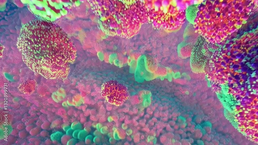 3D animation of probiotic bacteria like lactobacillus moving inside the ...