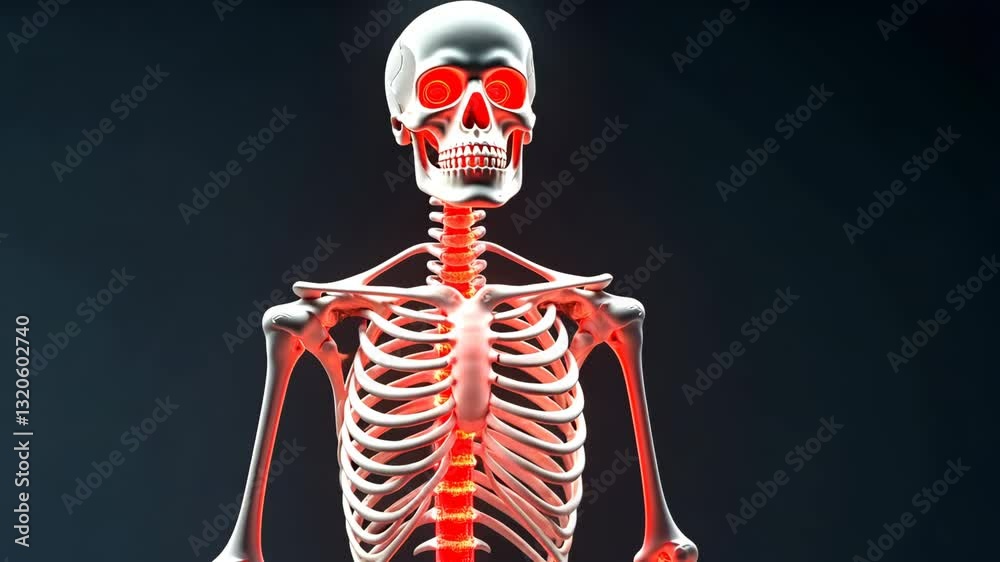 3d rendering of a human skeleton highlighting the cervical spine and ...