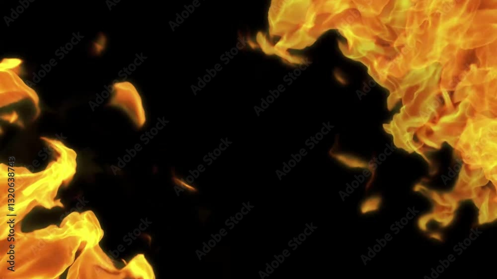 Fire and flame on black png background. Realistic fire isolated ...