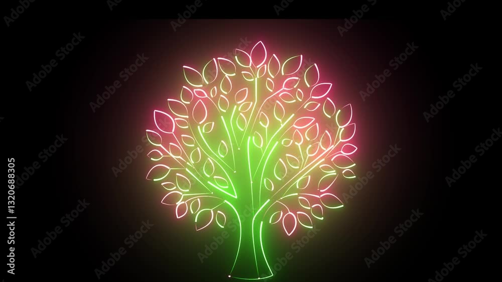 Glowing neon Outline Tree Animation. Tree symbol, tree icon animated on ...