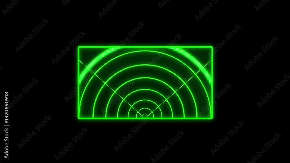 Animated radar scanner hud for targeting of incoming threats as sonar ...