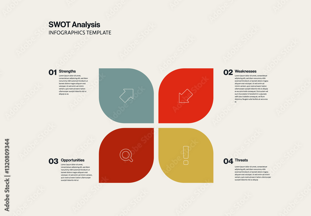 SWOT Analysis Infographics Template with Colorful Petals Stock Template ...