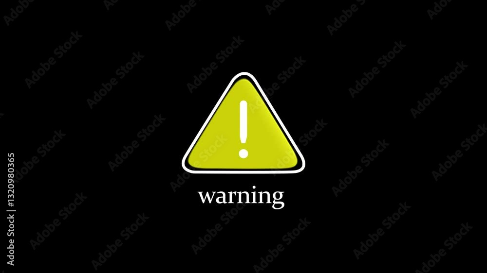warning sign and danger icon animation. Triangle warning sign ...