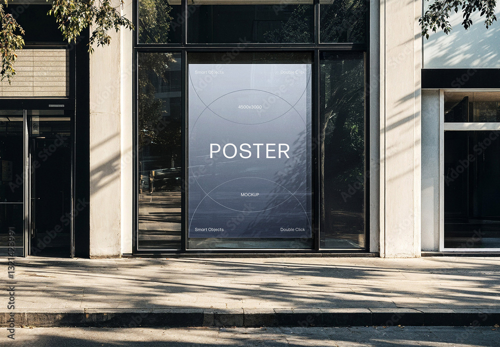 Window A4 Poster Mockup With Generative AI Stock Template | Adobe Stock
